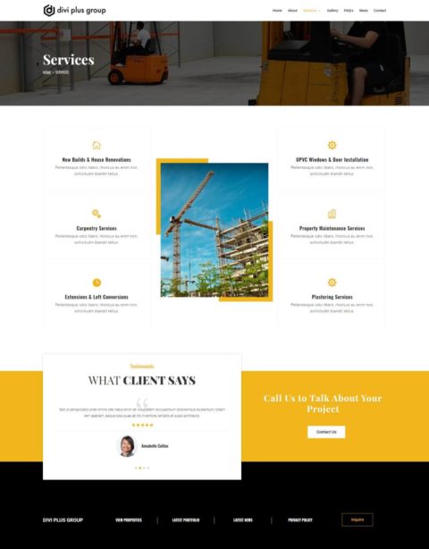 Free Divi Plus Child Theme for Construction and Remodelling business